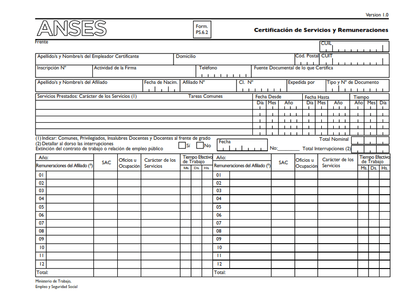 Como Completar el Formulario P.S 6.2 de ANSES 【2024